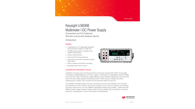 U3606B Multimeter/DC Power Supply | Keysight