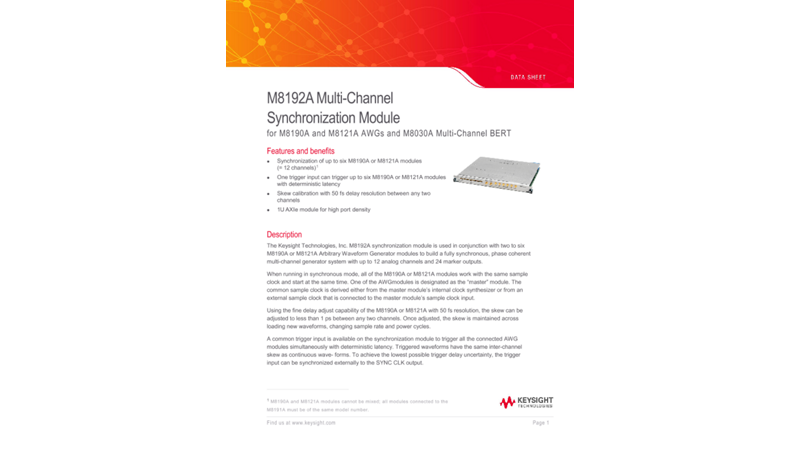 M8192A Multi-Channel Synchronization Module | Keysight
