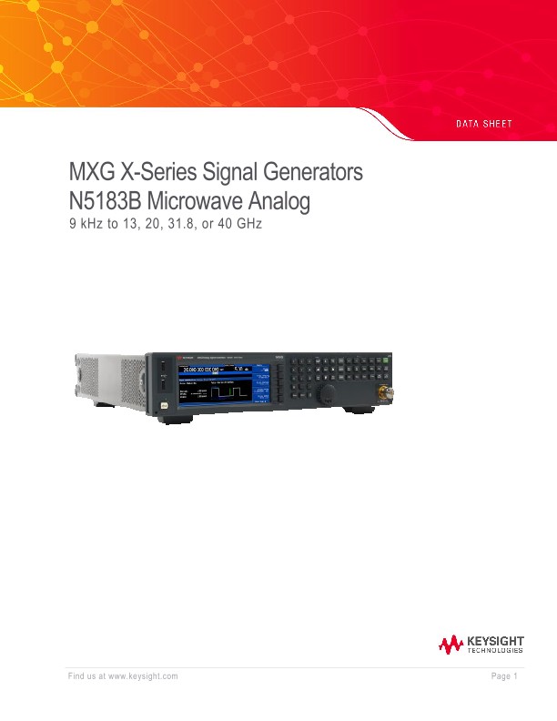 MXG X-Series Signal Generators N5183B Microwave Analog PDF Asset Page ...