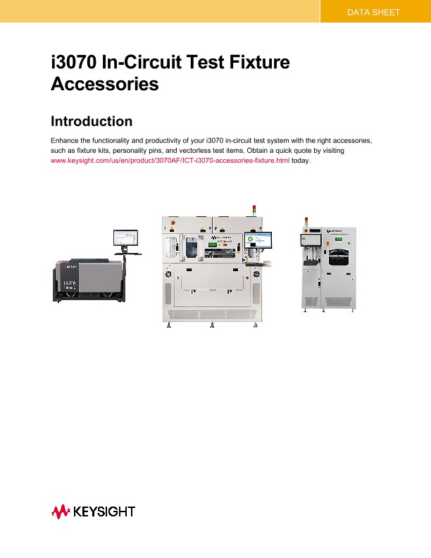 i3070 In-Circuit Test Fixture Accessories PDF Asset Page | Keysight
