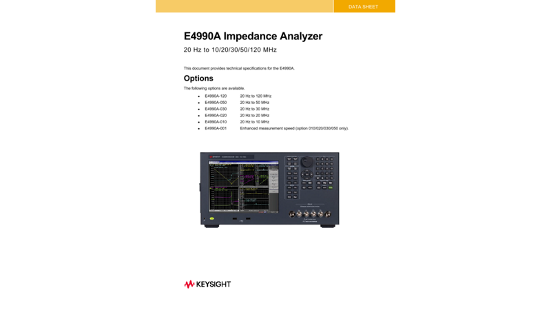 E4990A Impedance Analyzer, 20 Hz to 10/20/30/50/120 MHz | Keysight