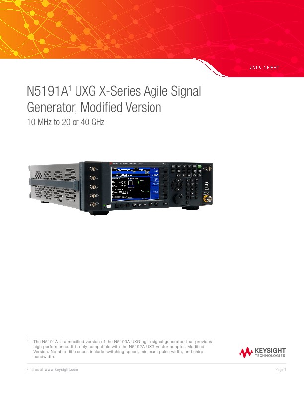 N5191A UXG X-Series Agile Signal Generator, Modified Version PDF Asset ...