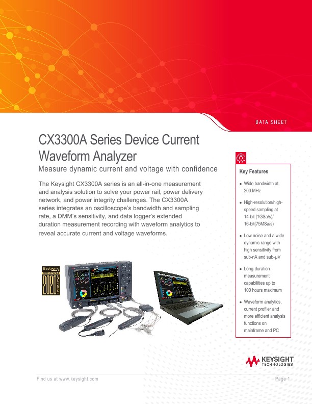 CX3300A Series Device Current Waveform Analyzer PDF Asset Page | Keysight