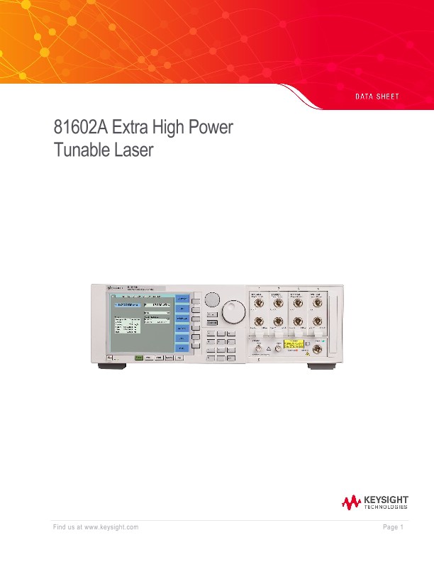 81602A Extra High Power Tunable Laser PDF Asset Page | Keysight