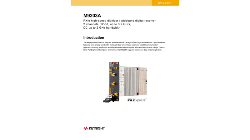 M9203A PXIe Digitizer/Wideband Digital Receiver | Keysight