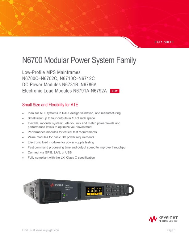 N6700 Modular Power System Family PDF Asset Page | Keysight