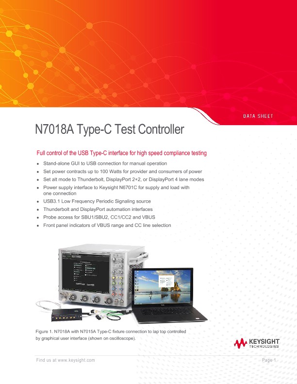 N7018A Type-C Test Controller PDF Asset Page | Keysight