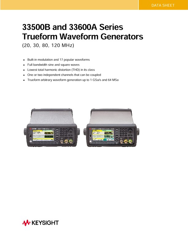 33500B and 33600A Series Trueform Waveform Generators PDF Asset Page ...