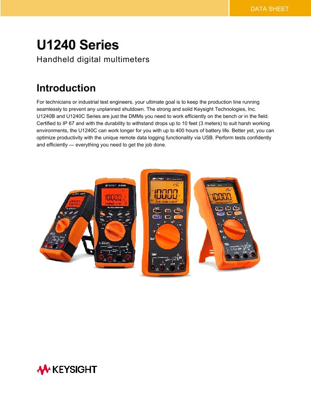 U1240C Series Handheld Digital Multimeters PDF Asset Page | Keysight