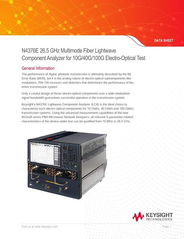 26.5 GHz Multimode Fiber Lightwave Component Analyzer PDF Asset Page ...