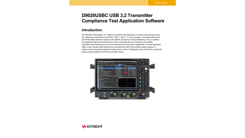 D9020USBC USB 3.2 Tx Compliance Test Software | Keysight