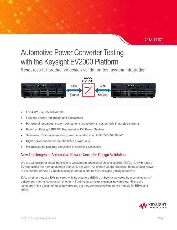 Automotive Power Converter Testing with the Keysight EV2000 Platform ...
