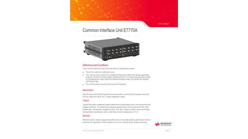 E7770A Common Interface Unit | Keysight