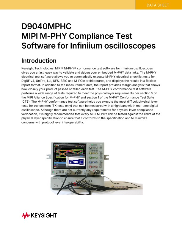 D9040MPHC MIPI M-PHY Compliance Test Software PDF Asset Page | Keysight