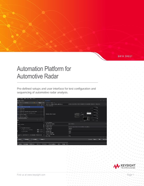 Automation Platform for Automotive Radar PDF Asset Page | Keysight