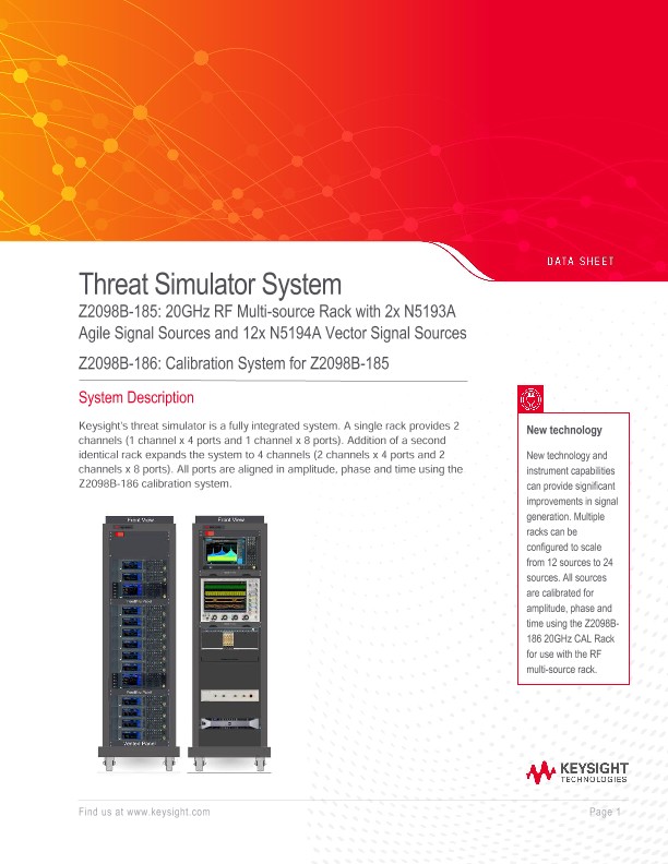 Threat Simulator System Z2098B-185 Z2098B-186 PDF Asset Page | Keysight