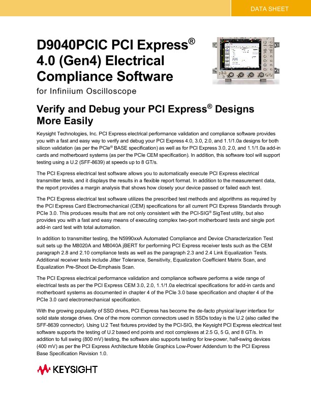 D9040PCIC PCI Express 4.0 (Gen4) Electrical Compliance Software PDF ...
