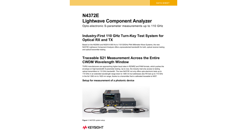 110 GHz Lightwave Component Analyzer | Keysight