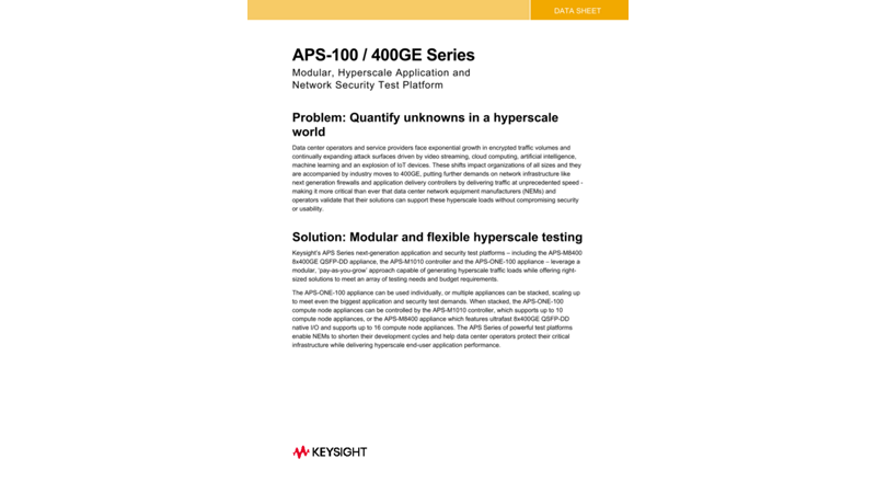 APS-100 / 400GE Series | Keysight