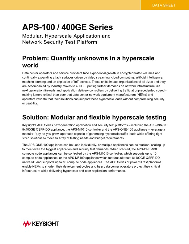 APS-100/400GE Series PDF Asset Page | Keysight