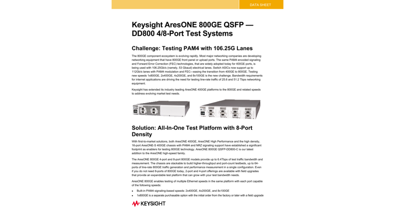 AresONE 800GE-M L1-3 Network Test | Keysight