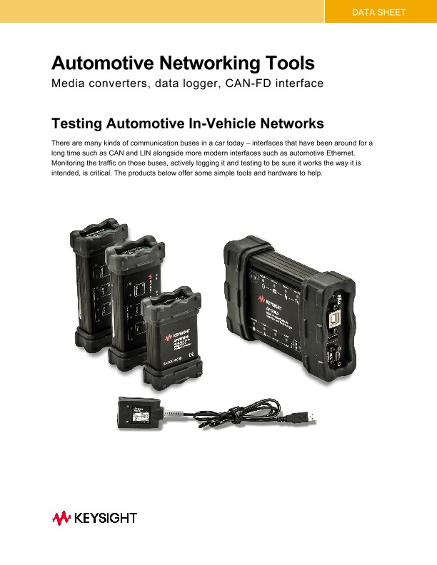 Automotive Networking Tools PDF Asset Page | Keysight