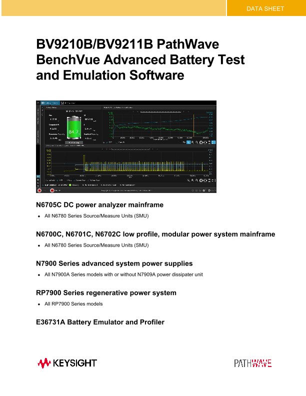 BV9210B PathWave BenchVue Advanced Battery Test and Emulation Software ...