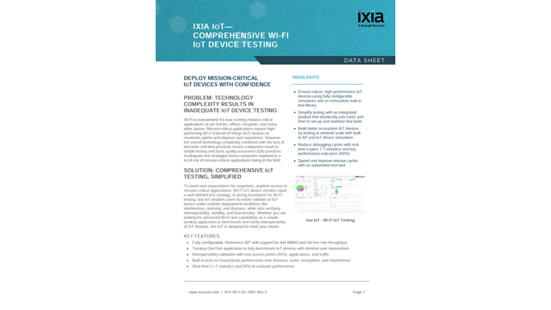 Ixia IoT — for IoT Device Testing | Keysight