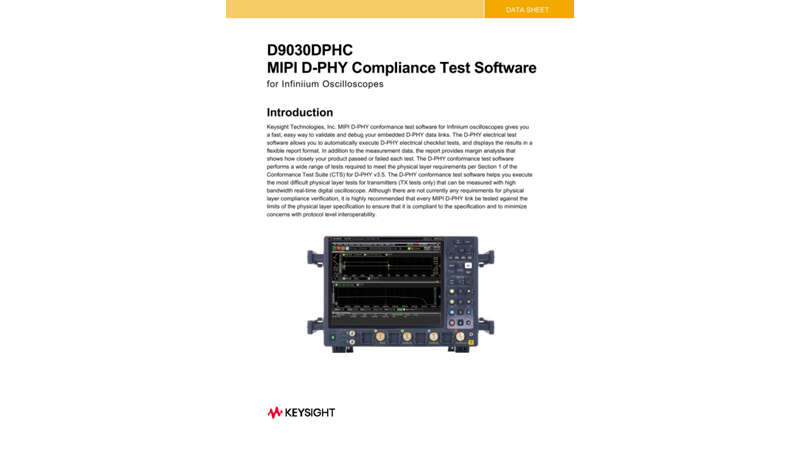 D9030DPHC MIPI D-PHY Compliance Test Software for Infiniium ...