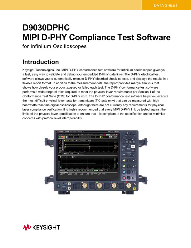 D9030DPHC MIPI D-PHY Compliance Test Software PDF Asset Page | Keysight