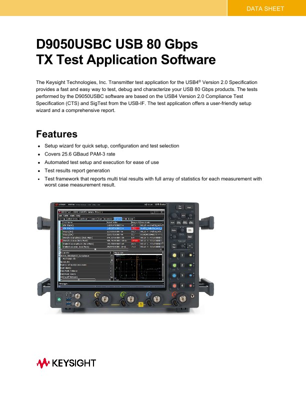 D9050USBC USB 80 Gbps TX Test Application Software PDF Asset Page ...