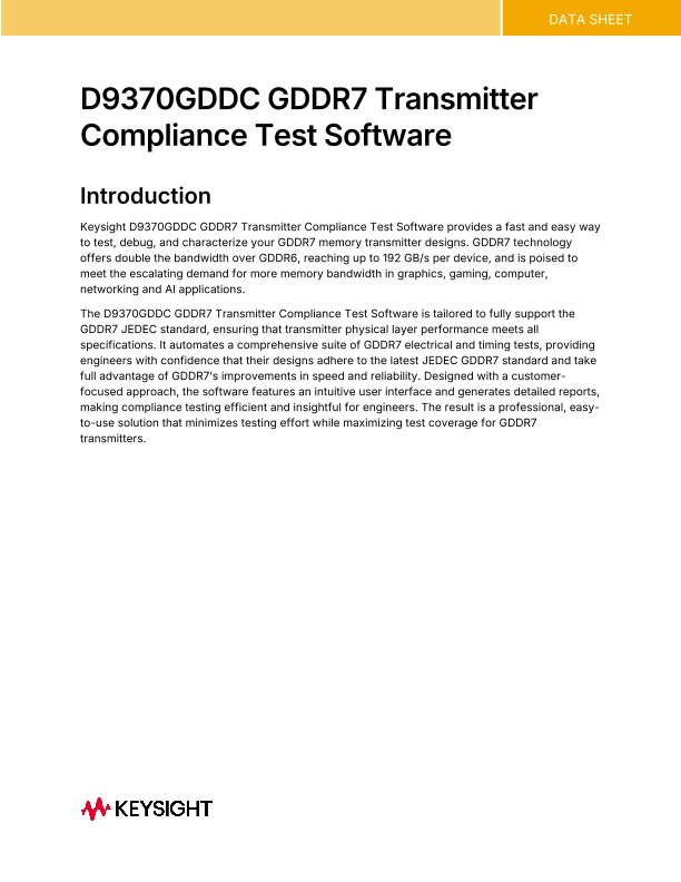D9370GDDC GDDR7 Transmitter Compliance Test Software PDF Asset Page ...