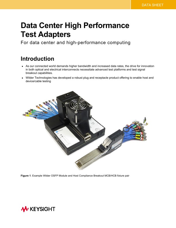 Data Center high Performance Test Adapters PDF Asset Page | Keysight