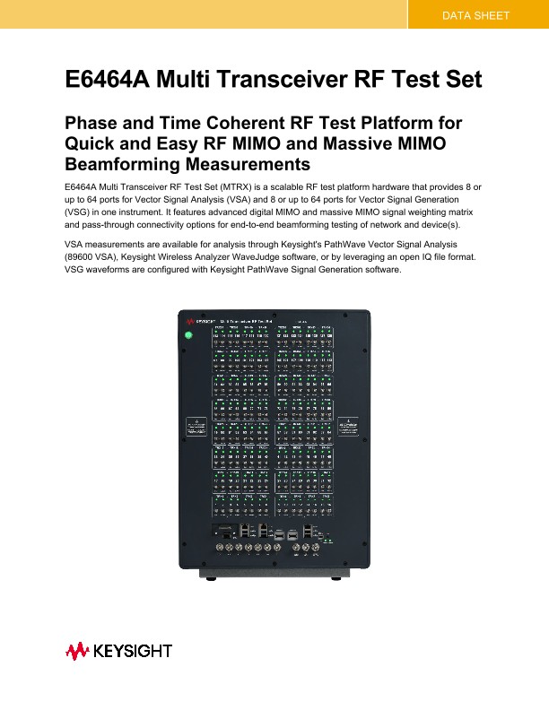 E6464A Multi Transceiver RF Test Set PDF Asset Page | Keysight