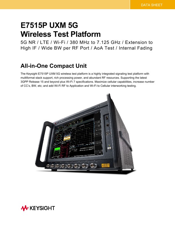 E7515P UXM 5G Wireless Test Platform PDF Asset Page | Keysight