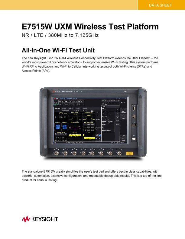 E7515W UXM Wireless Connectivity Test Platform PDF Asset Page | Keysight