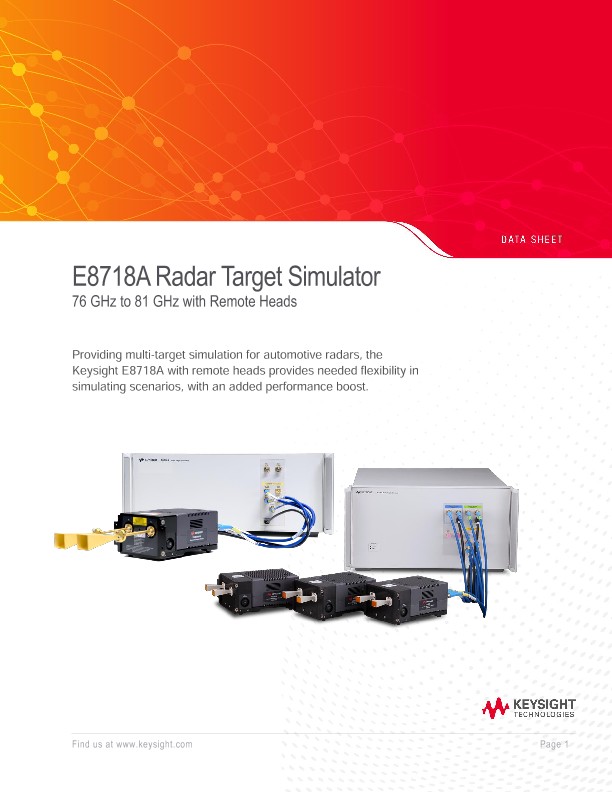 E8718A Radar Target Simulator 76 GHz to 81 GHz with Remote Heads PDF ...