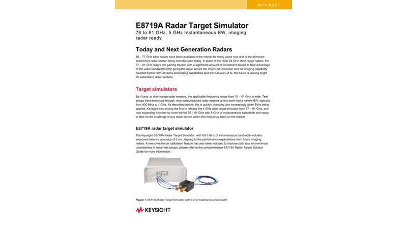 E8719A Radar Target Solution | Keysight