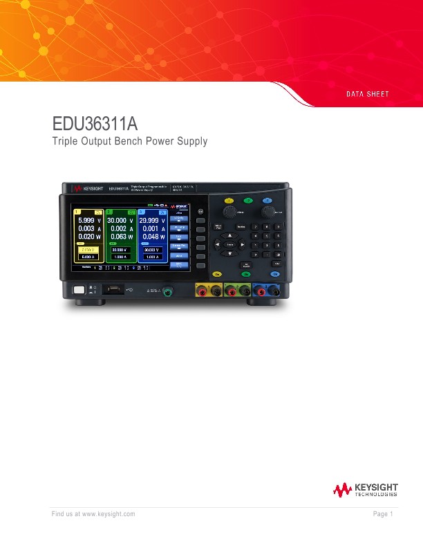 EDU36311A Triple Output Bench Power Supply PDF Asset Page | Keysight