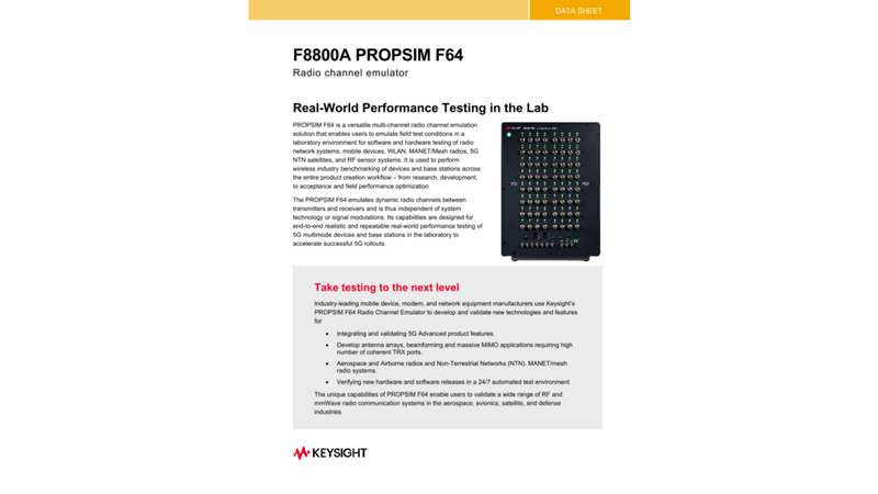 F8800A PROPSIM F64 Channel Emulator | Keysight