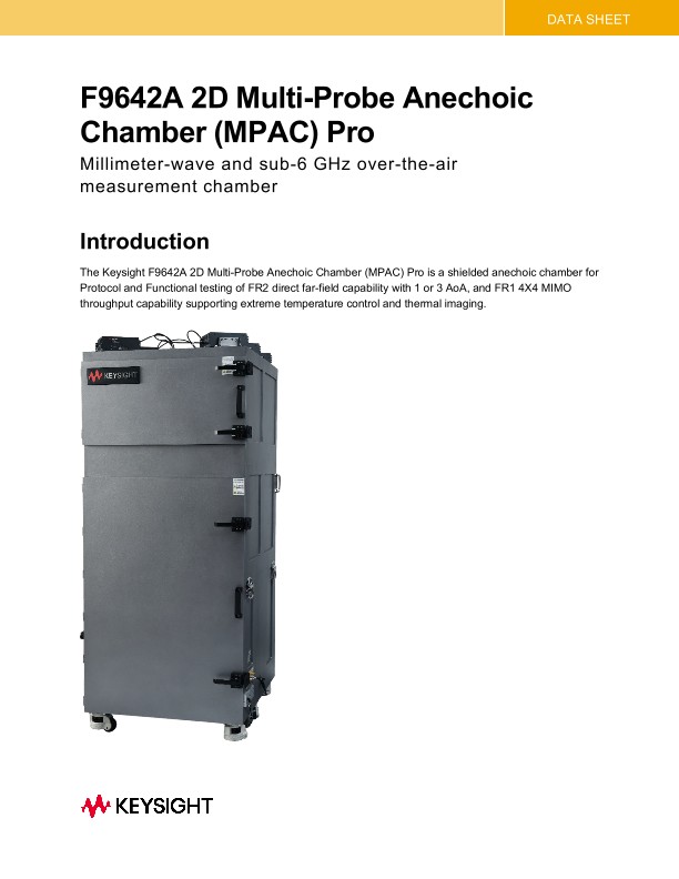 F9642A 2D Multi-Probe Anechoic Chamber (MPAC) Pro PDF Asset Page | Keysight