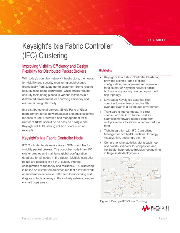 Keysight's Ixia Fabric Controller (IFC) Clustering PDF Asset Page ...