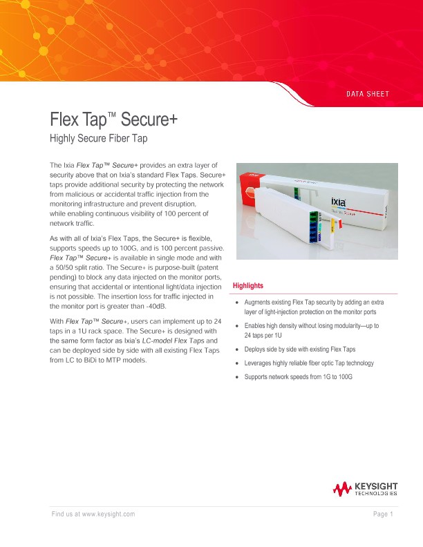 Flex Tap™ Secure+ PDF Asset Page | Keysight