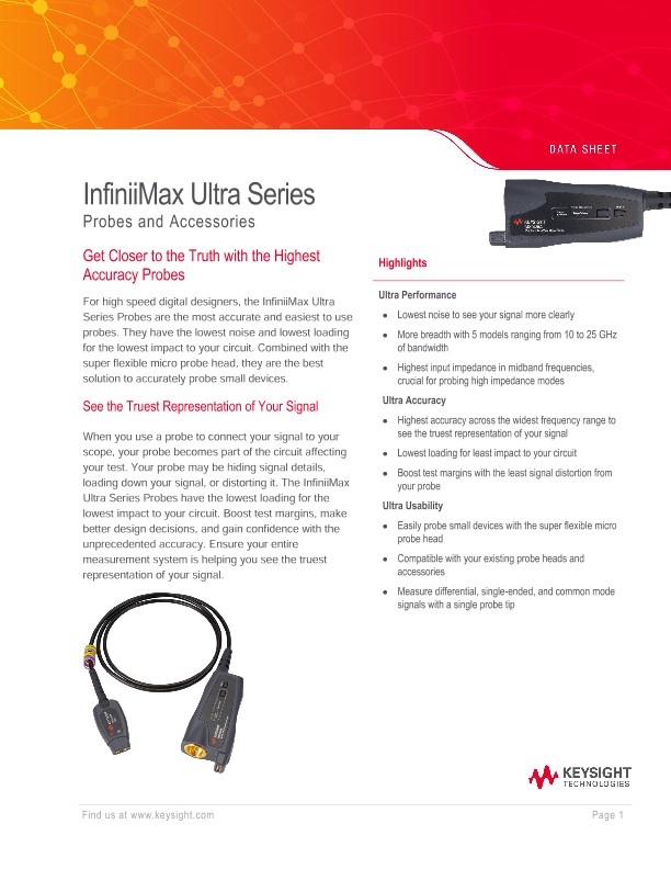 InfiniiMax Ultra Series Probes and Accessories PDF Asset Page | Keysight