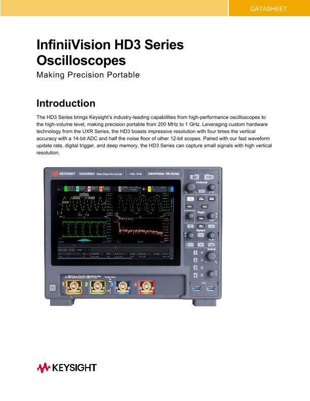 InfiniiVision HD3 Series Oscilloscopes PDF Asset Page | Keysight