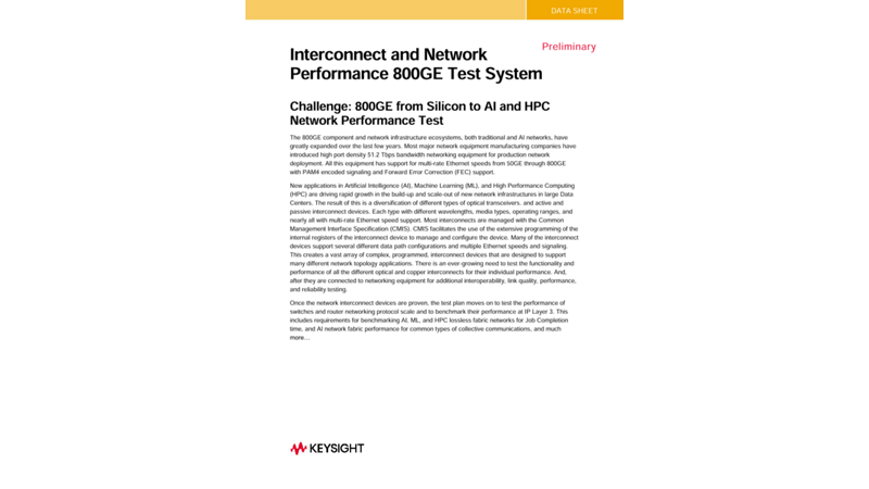 Interconnect and Network Performance Tester 1600GE | Keysight