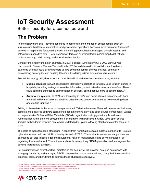 IoT Security Assessment PDF Asset Page | Keysight