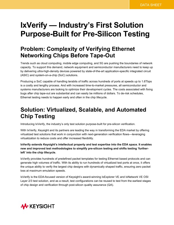 IxVerify — Industry’s Only Solution Purpose-Built for Pre-Silicon ...