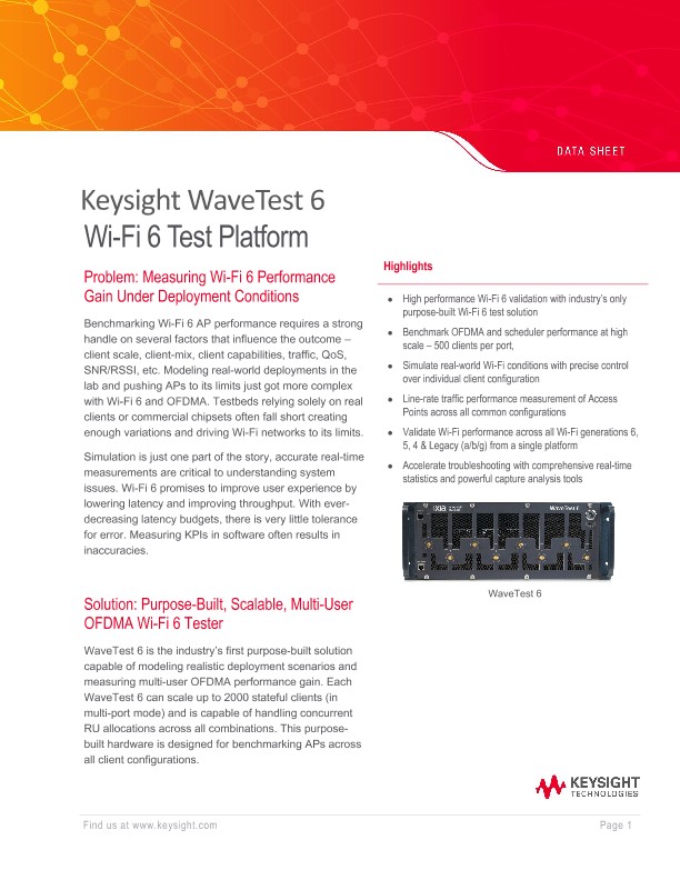 Keysight WaveTest 6 Wi-Fi 6 Test Solution PDF Asset Page | Keysight