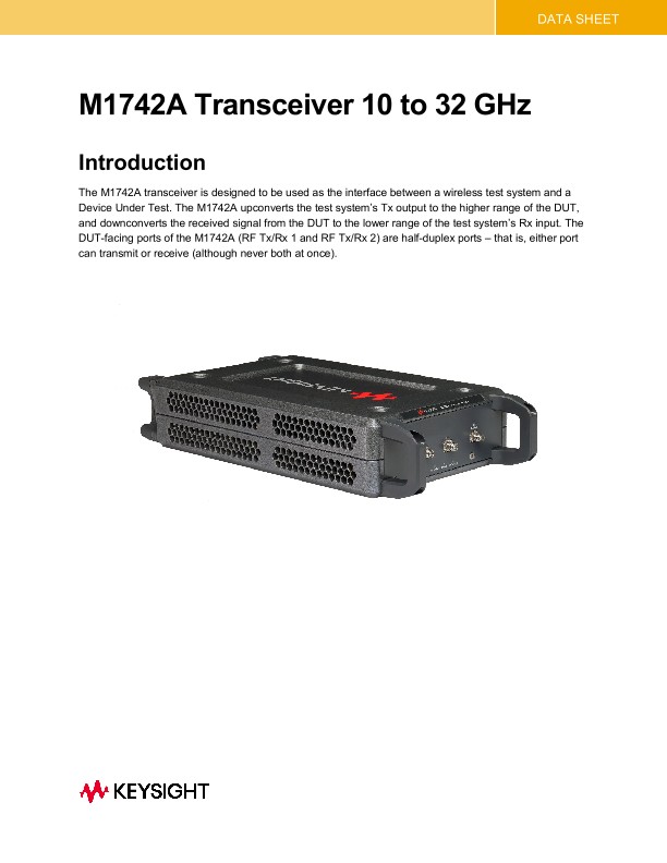 M1742A Transceiver 10 to 32 GHz PDF Asset Page | Keysight